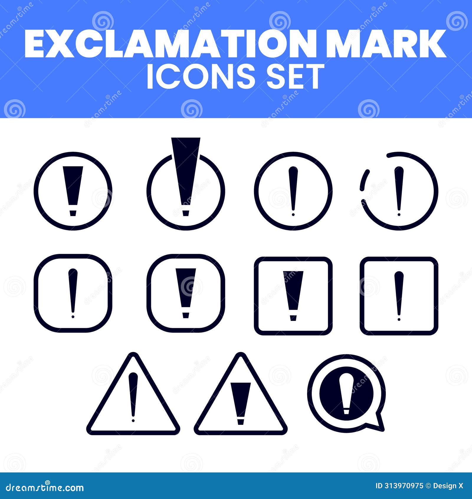Exclamation Mark Icons Set Vector Exclamation Mark Icons Warning Sign ...