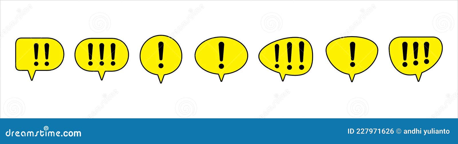 Exclamation Mark Inside Bubble Chat Icon Vector Set. Yellow Black Color ...