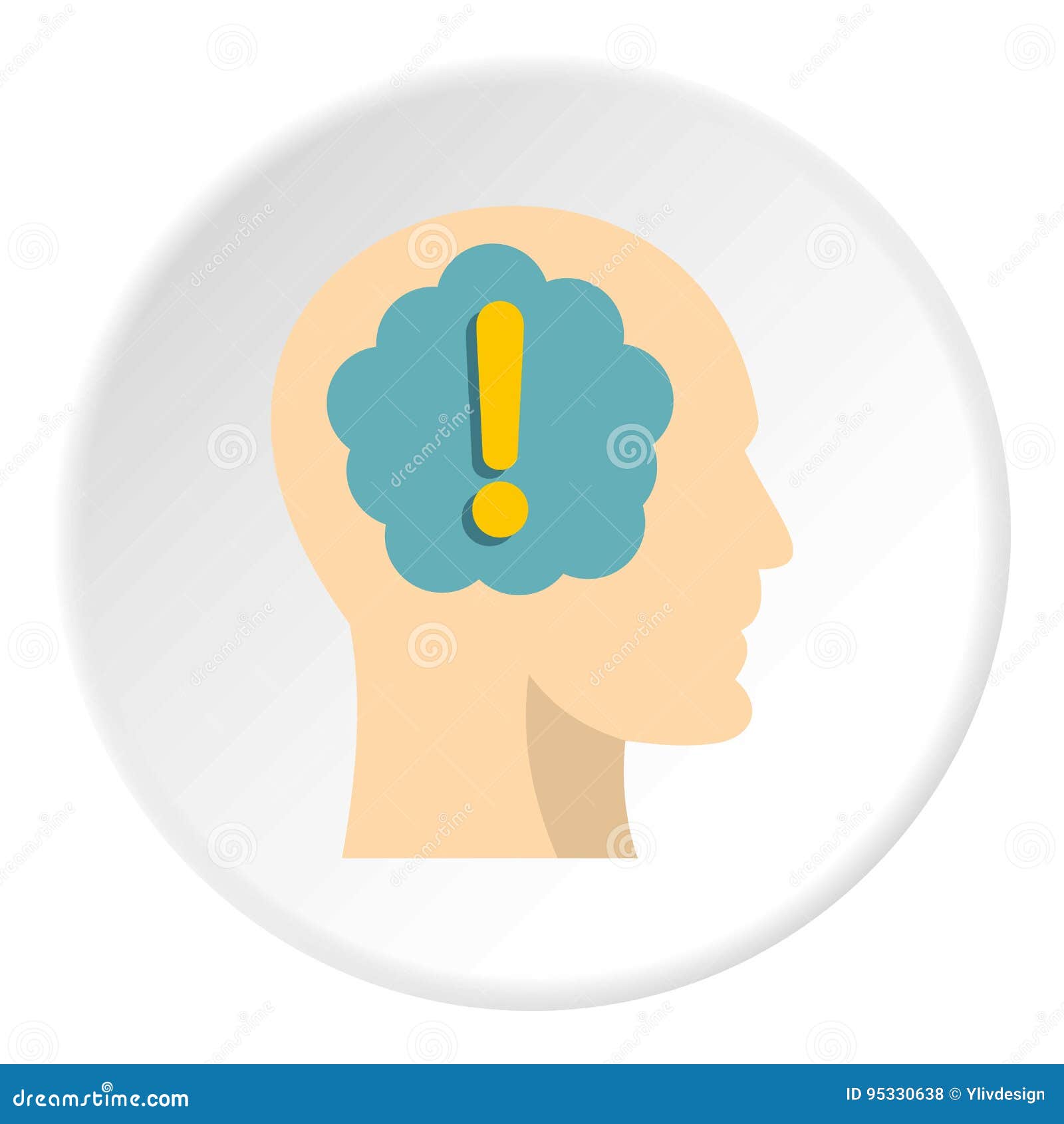 Exclamation Mark Inside Human Head Icon Circle Stock Vector ...