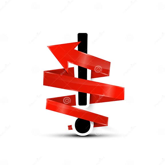 Exclamation Mark Inside Red Arrow Stock Illustration - Illustration of ...
