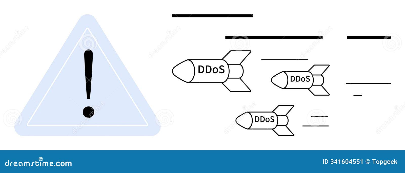 Cybersecurity Warning Concept with DDoS Threats Represented As Incoming ...