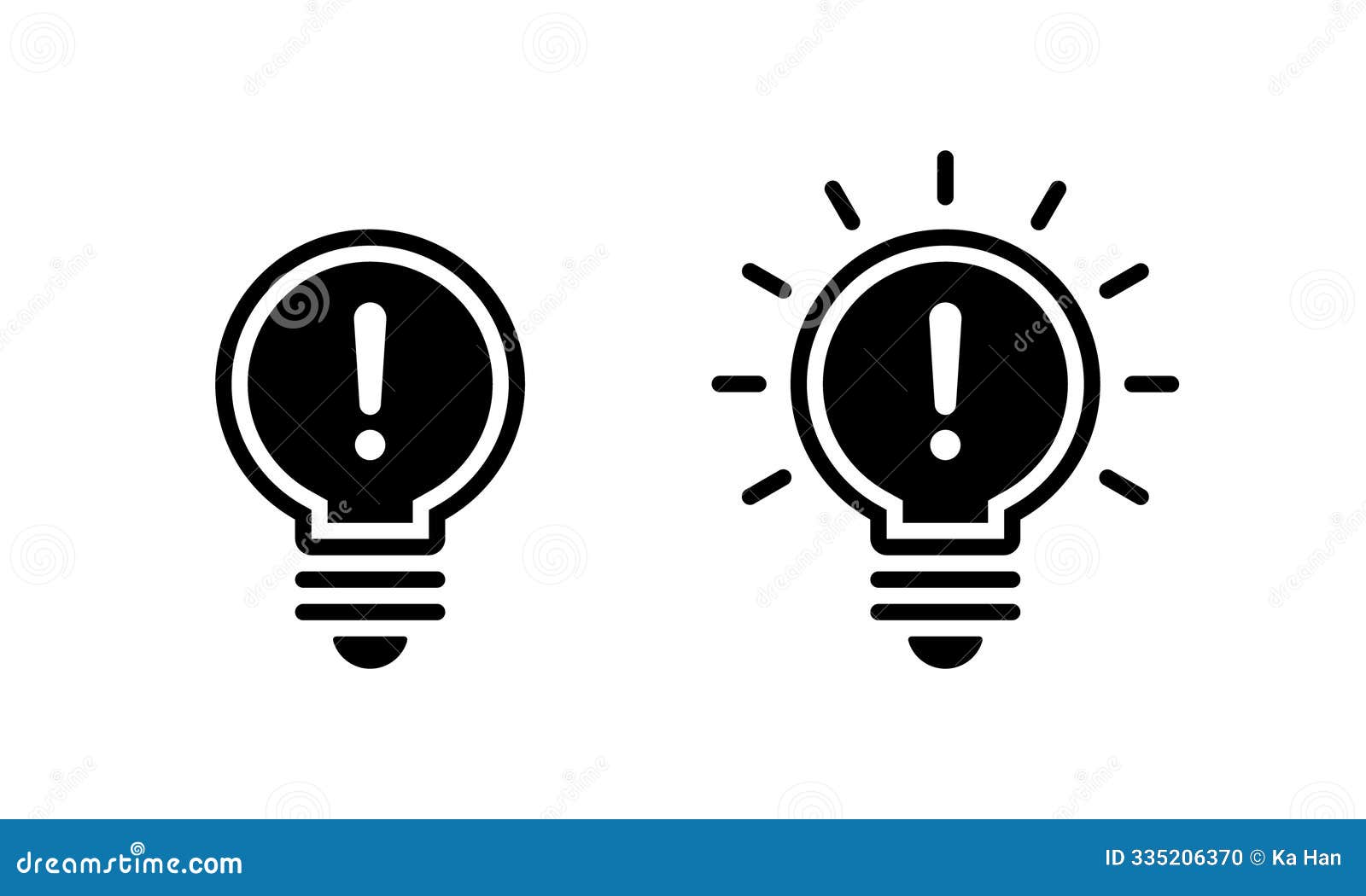 Exclamation Mark on Light Bulb Icon in Generic Style. Warning Lamp Sign ...