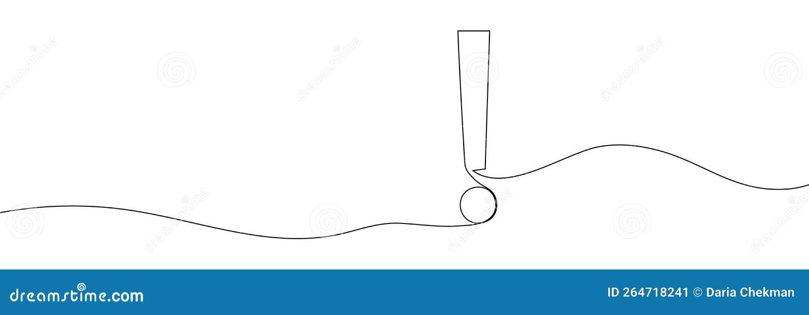 Exclamation Mark Linear Background. Exclamation Mark Drawn by One Solid ...