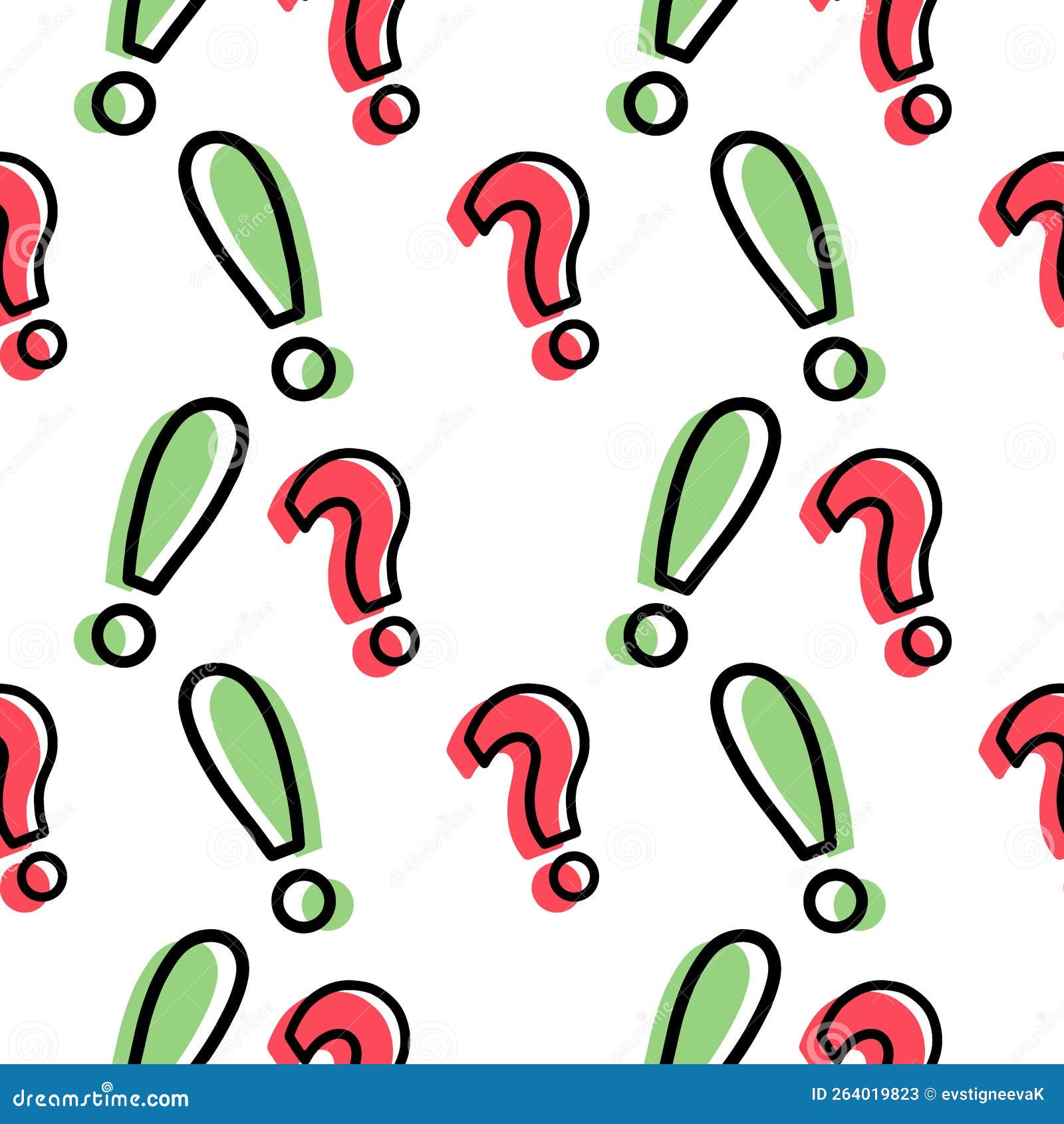 Exclamation Mark and Question Mark, Punctuation Marks, Vector Seamless ...
