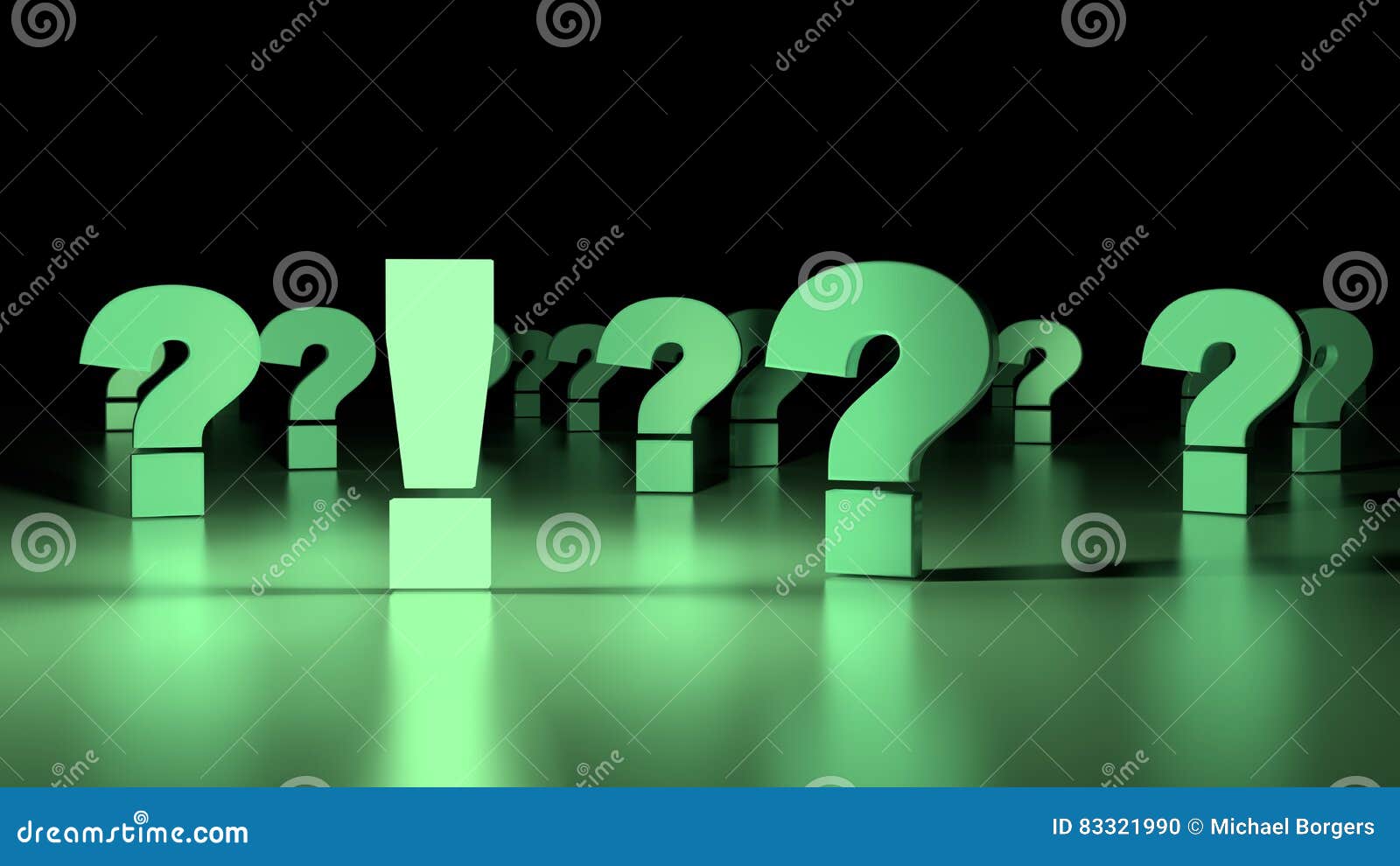 Exclamation Mark among Questions Solution Concept Light Green Stock ...