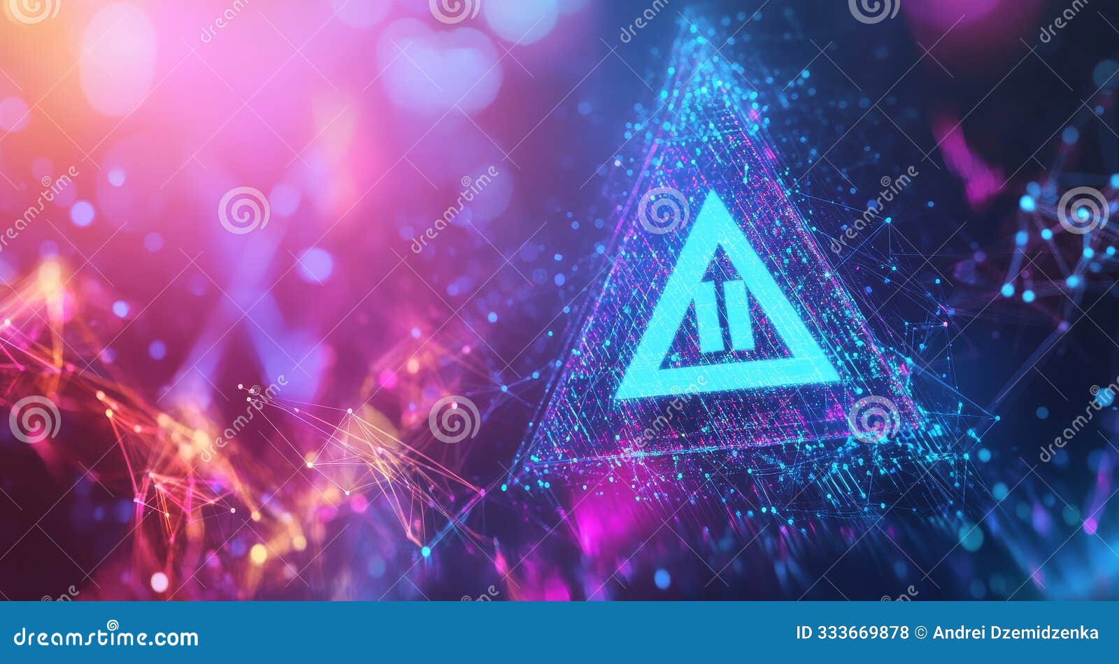 An Exclamation Mark with a Red Triangle and Cyber Security Icons ...