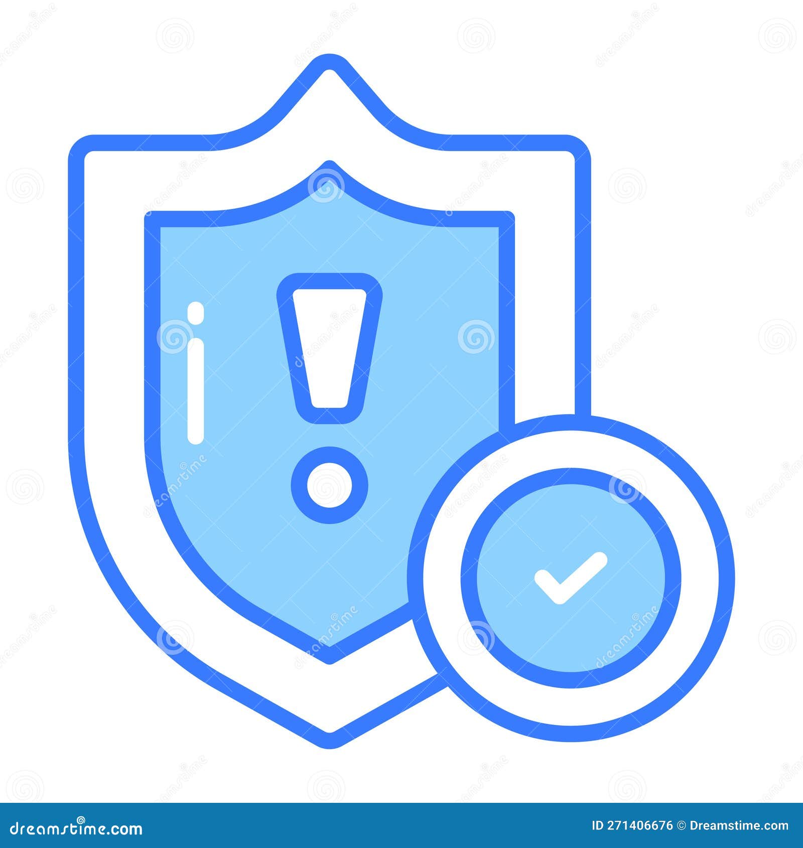 Exclamation Mark on Shield with Tick Mark Showing Vector of Verified ...
