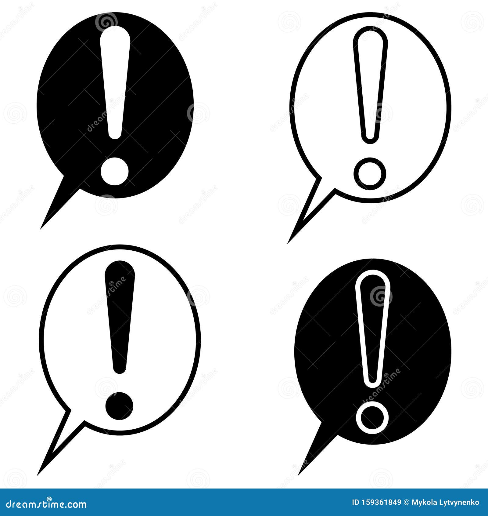 Exclamation Mark Speech Bubble Chat, Vector Set Exclusion Point Symbol ... Exclamation Mark Speech Bubble Chat, Vector Set Exclusion Point Symbol ...
