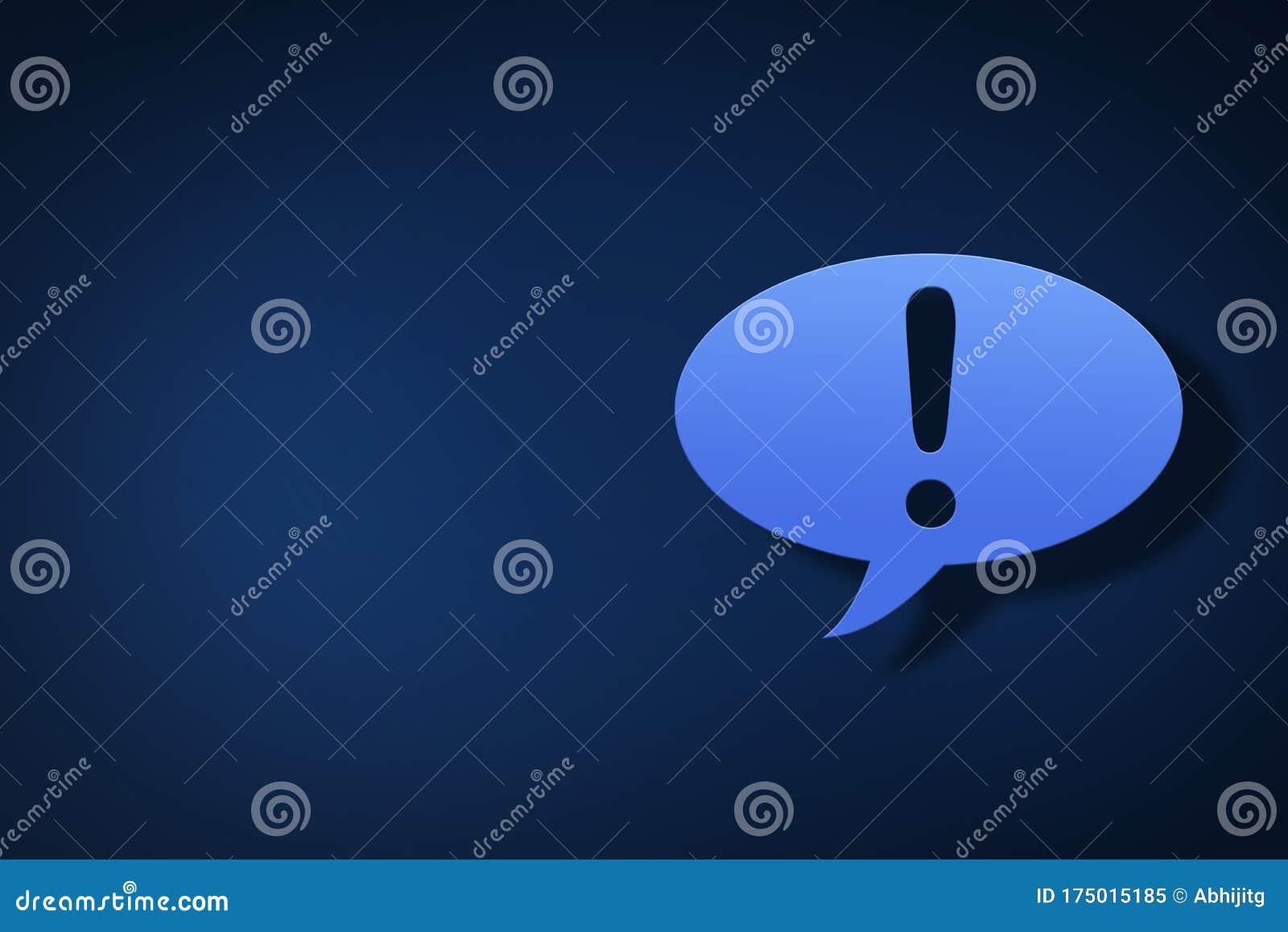 Exclamation Mark Speech Bubble Concept on Blue Background Stock ...
