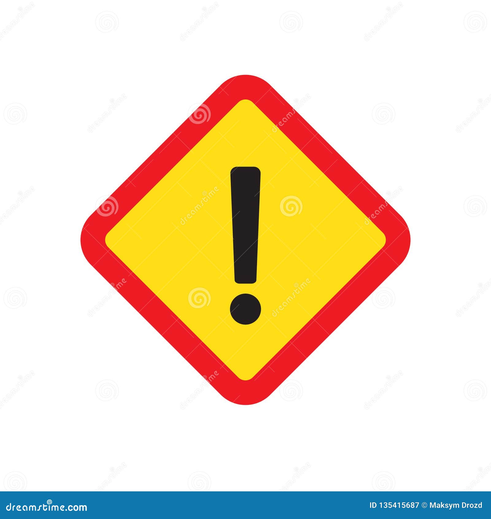 Exclamation Mark, Square Hazard Warning Symbol, Vector Icon Stock ...