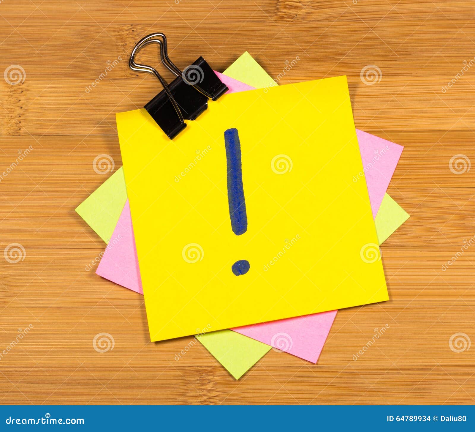 Exclamation Mark on a Sticky Note on Wooden Background Stock Photo ...