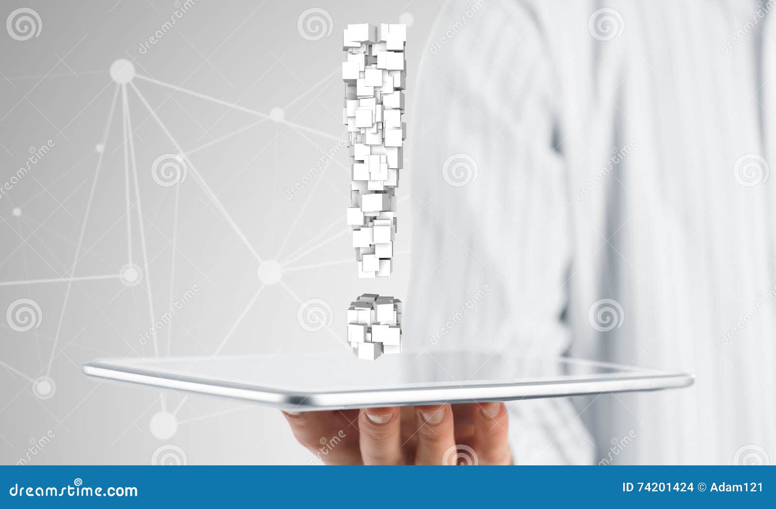 Exclamation Mark and Tablet Stock Photo - Image of human, high: 74201424