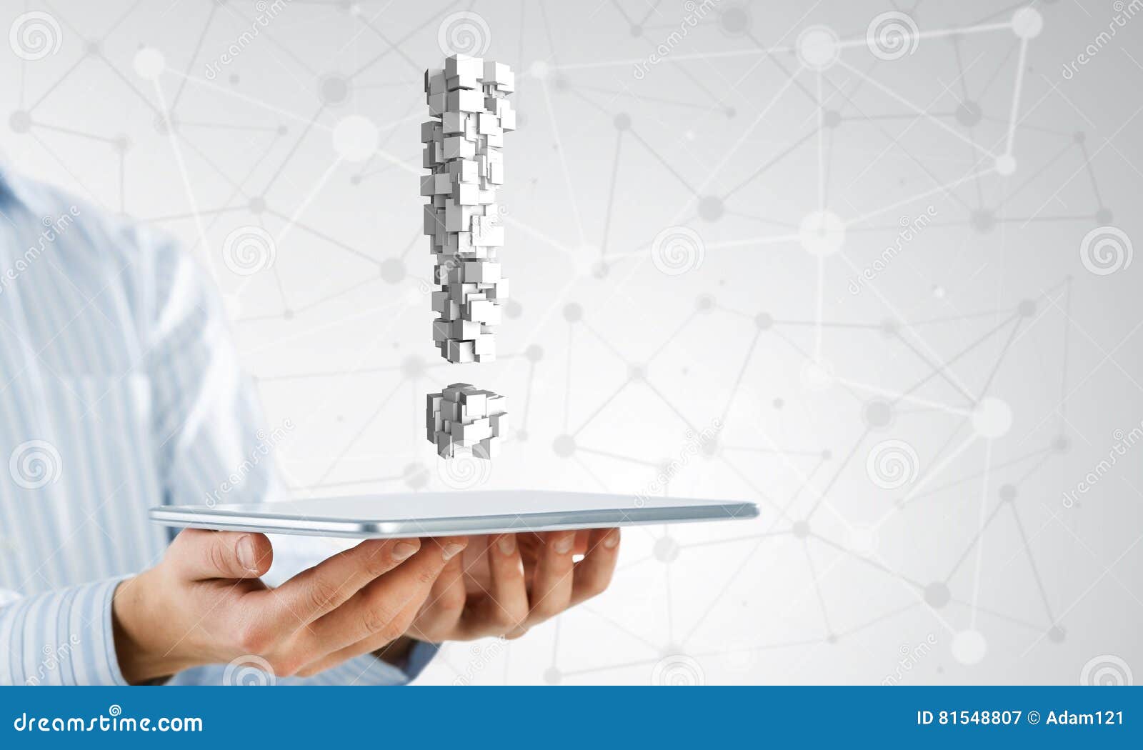 Exclamation Mark and Tablet Stock Image - Image of male, businessman ...