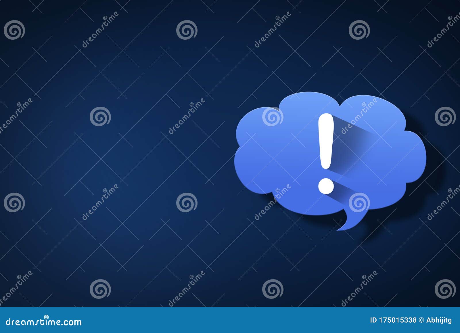 Exclamation Mark Thought Bubble Concept on Blue Background Stock ...