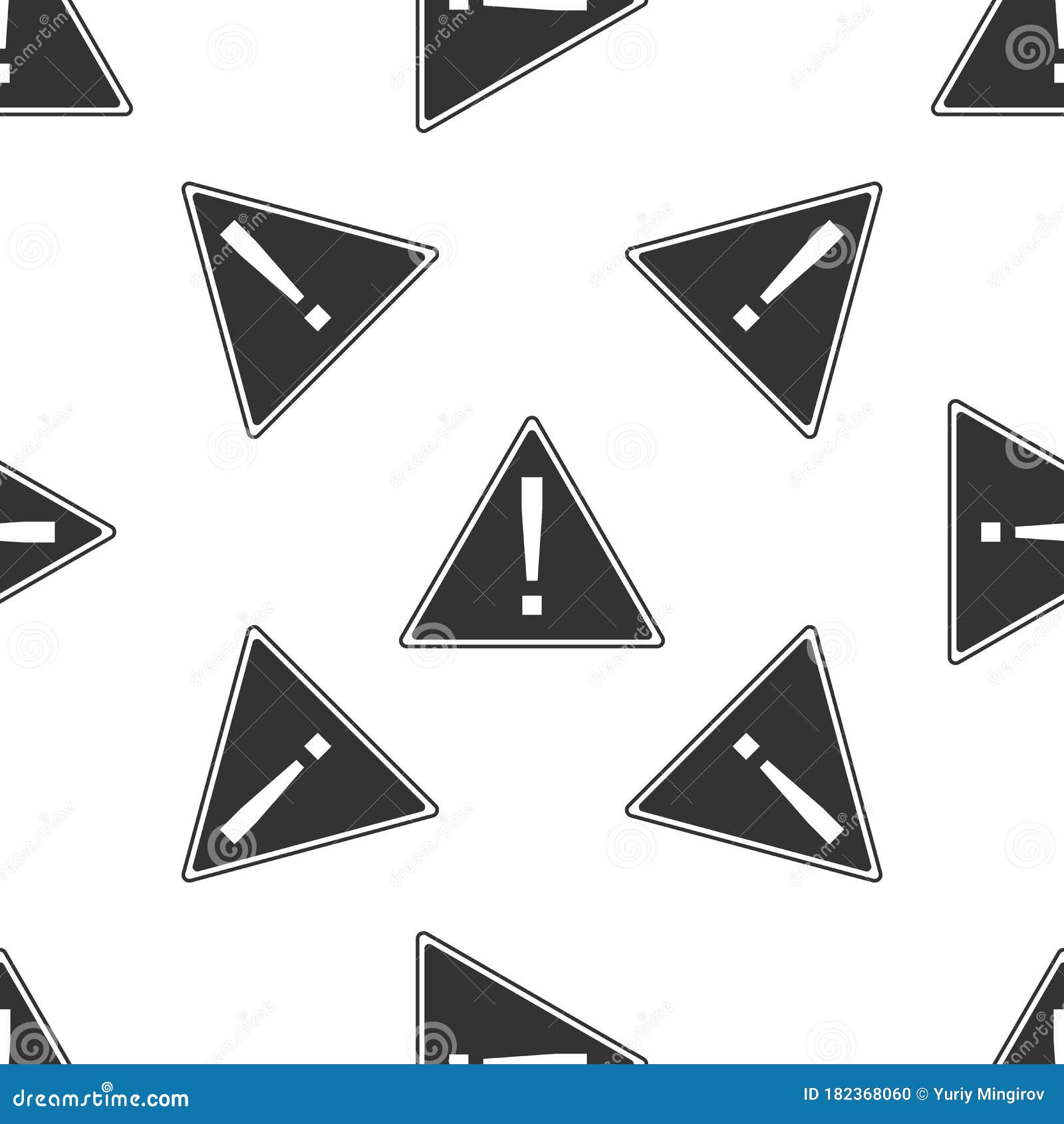 Exclamation Mark in Triangle Icon Seamless Pattern on White Background ...