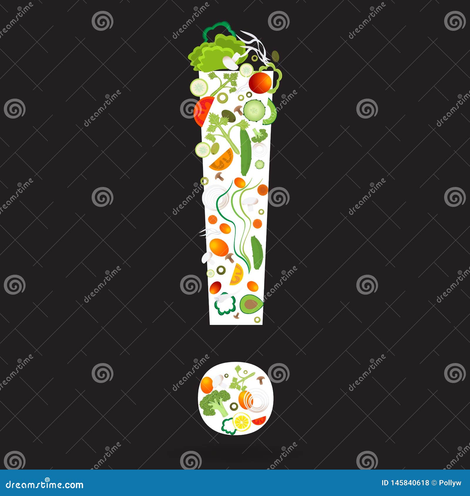 Exclamation Mark with Vegetables Pattern Stock Vector - Illustration of ...