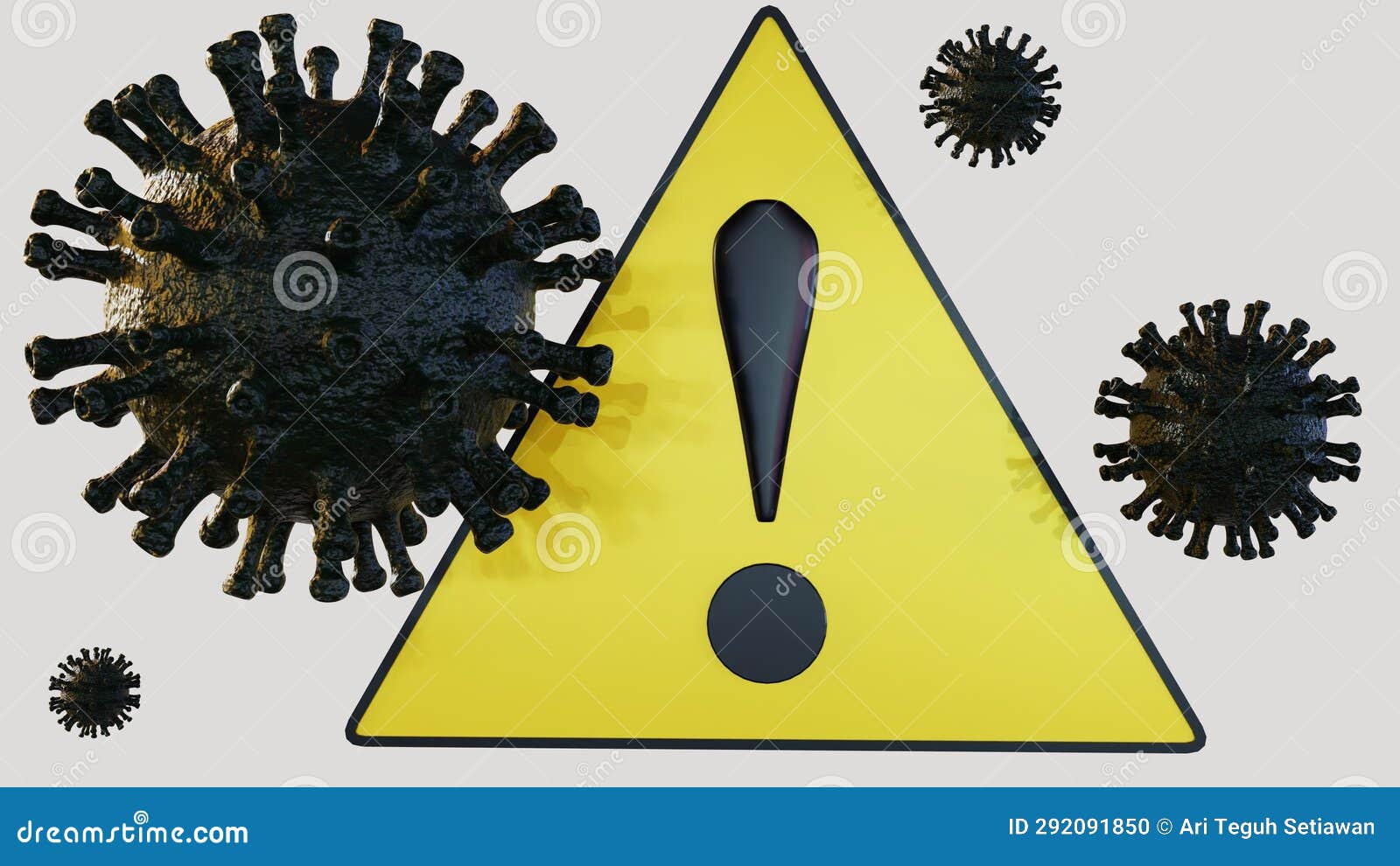 Exclamation Mark with Virus Scattered in the White Background Stock ...