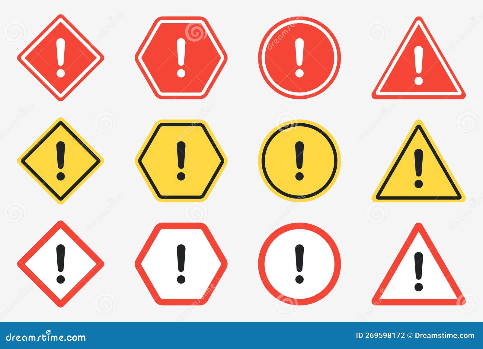 Exclamation Mark of Warning Attention Icon. Caution Sign Collection ...