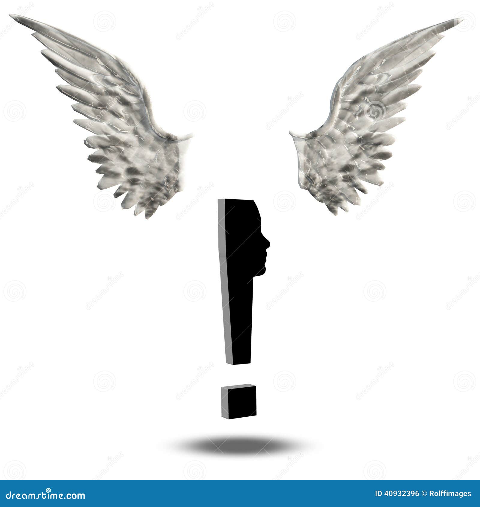 Exclamation Mark Wings stock illustration. Illustration of attention ...
