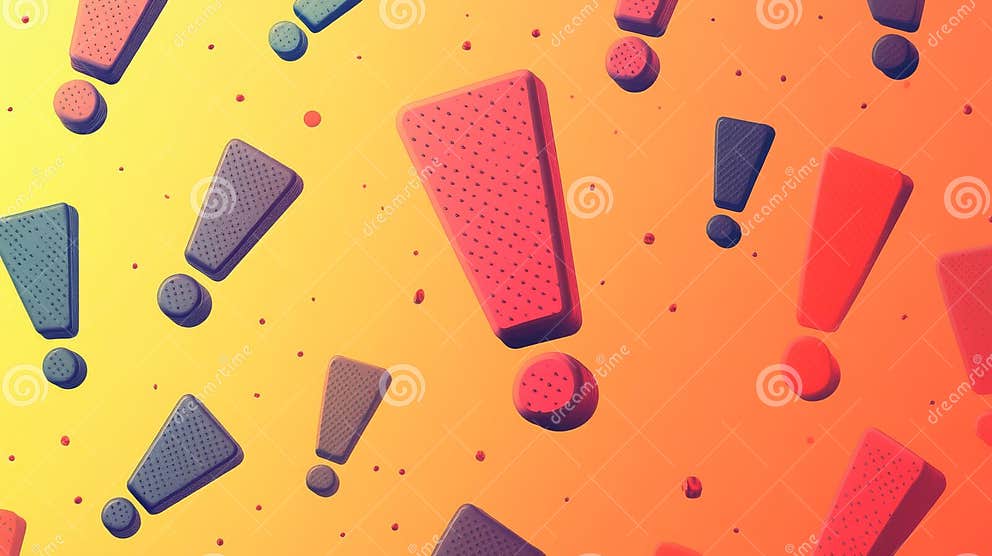 Exclamation Marks Floating on Gradient Background Representing ...