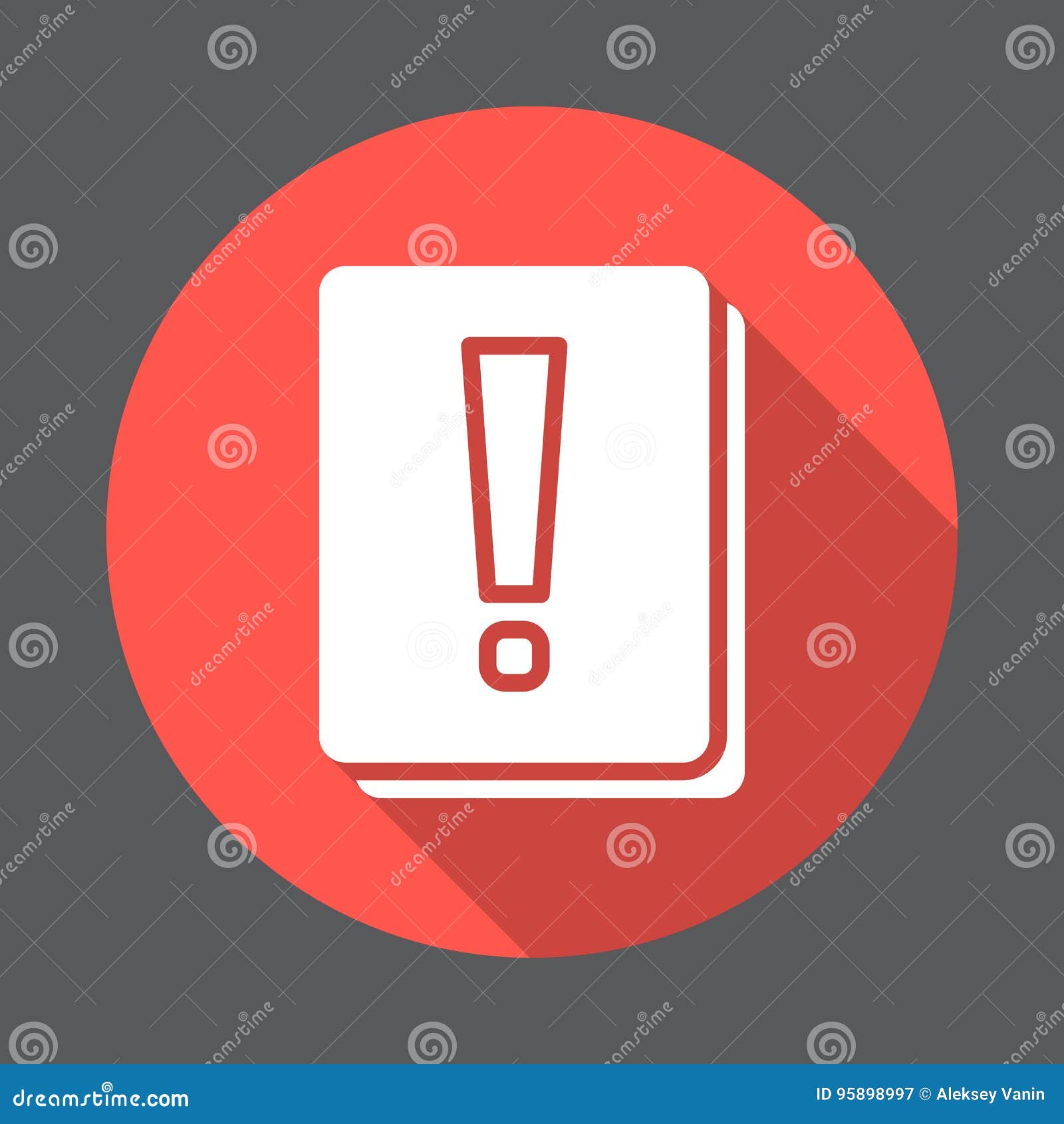 Exclamation Point Book Flat Icon. Round Colorful Button, Circular ...