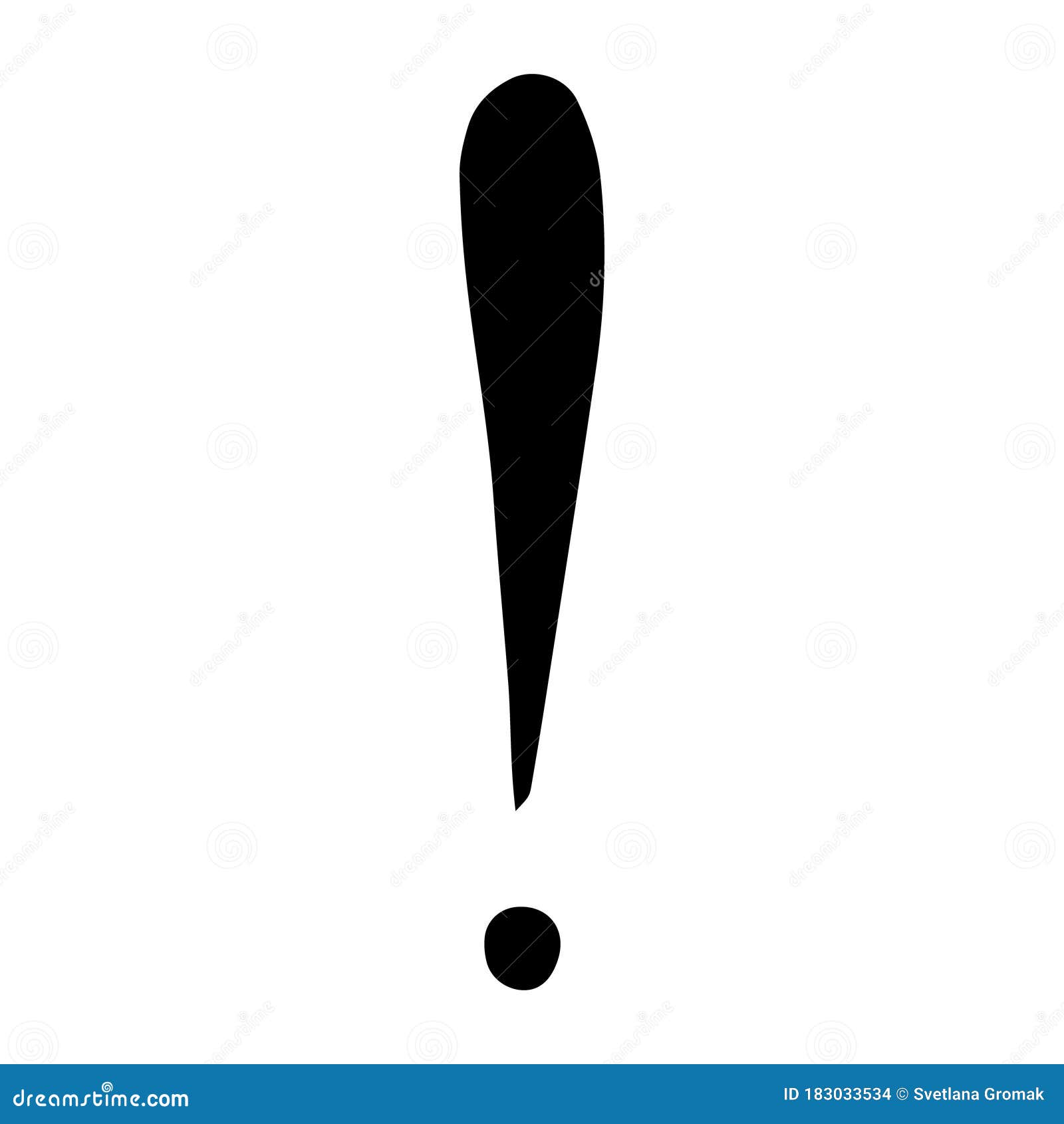 Exclamation Point Drawn in the Doodle Style.Black and White Image ...