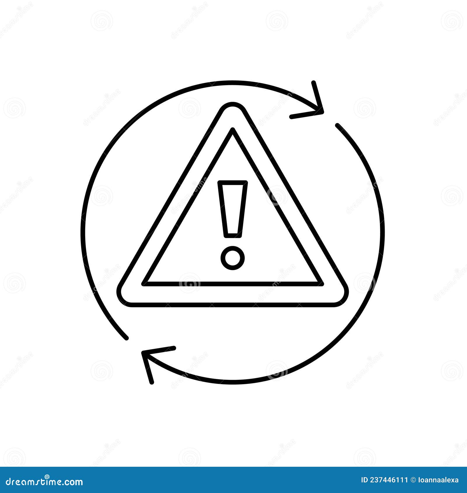 Exclamation Point Inside a Triangle Circled by a Circular Arrow Stock ...