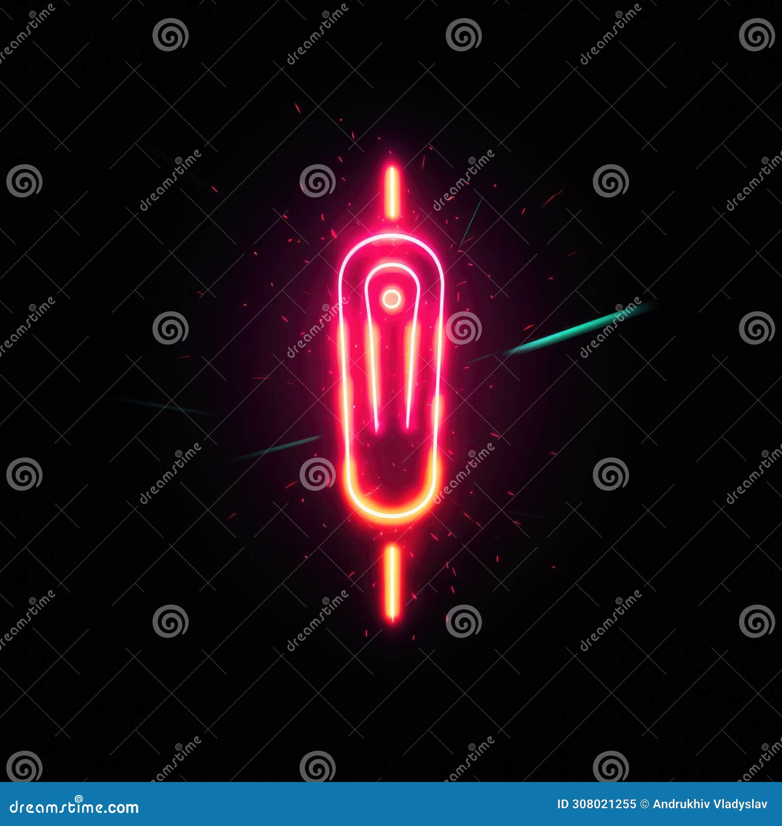 Exclamation Point. Neon Outline Icon with a Light Effect Stock ...