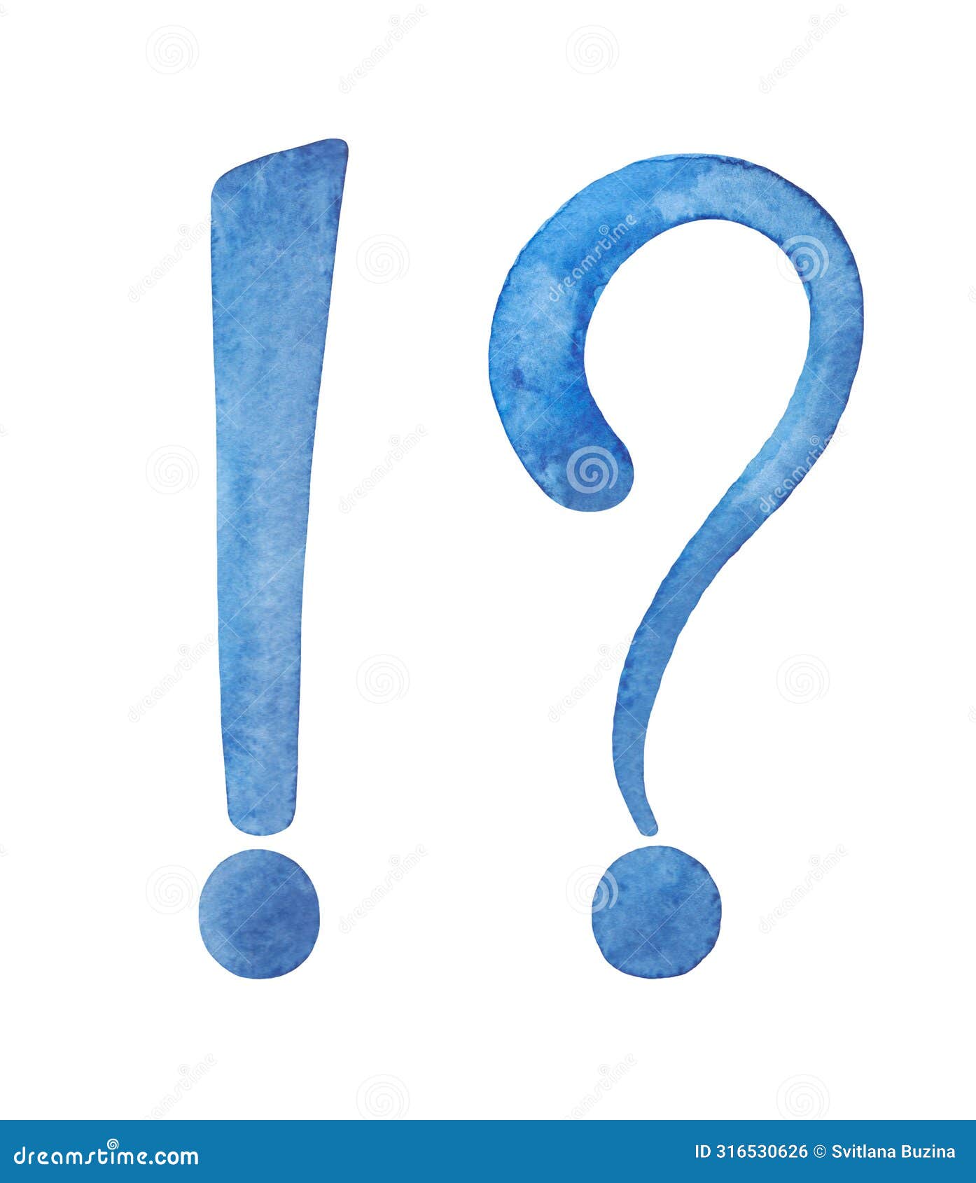Exclamation Point, Question Mark, Blue Punctuation Mark Isolated On A ...