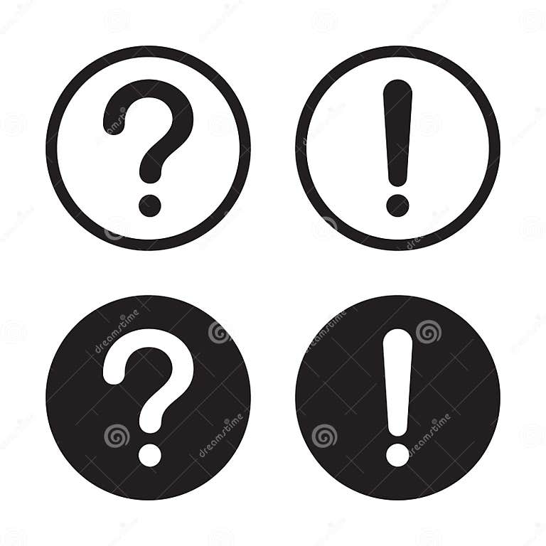 Exclamation Point and Question Mark Icon Vector in Black Circle Stock ...
