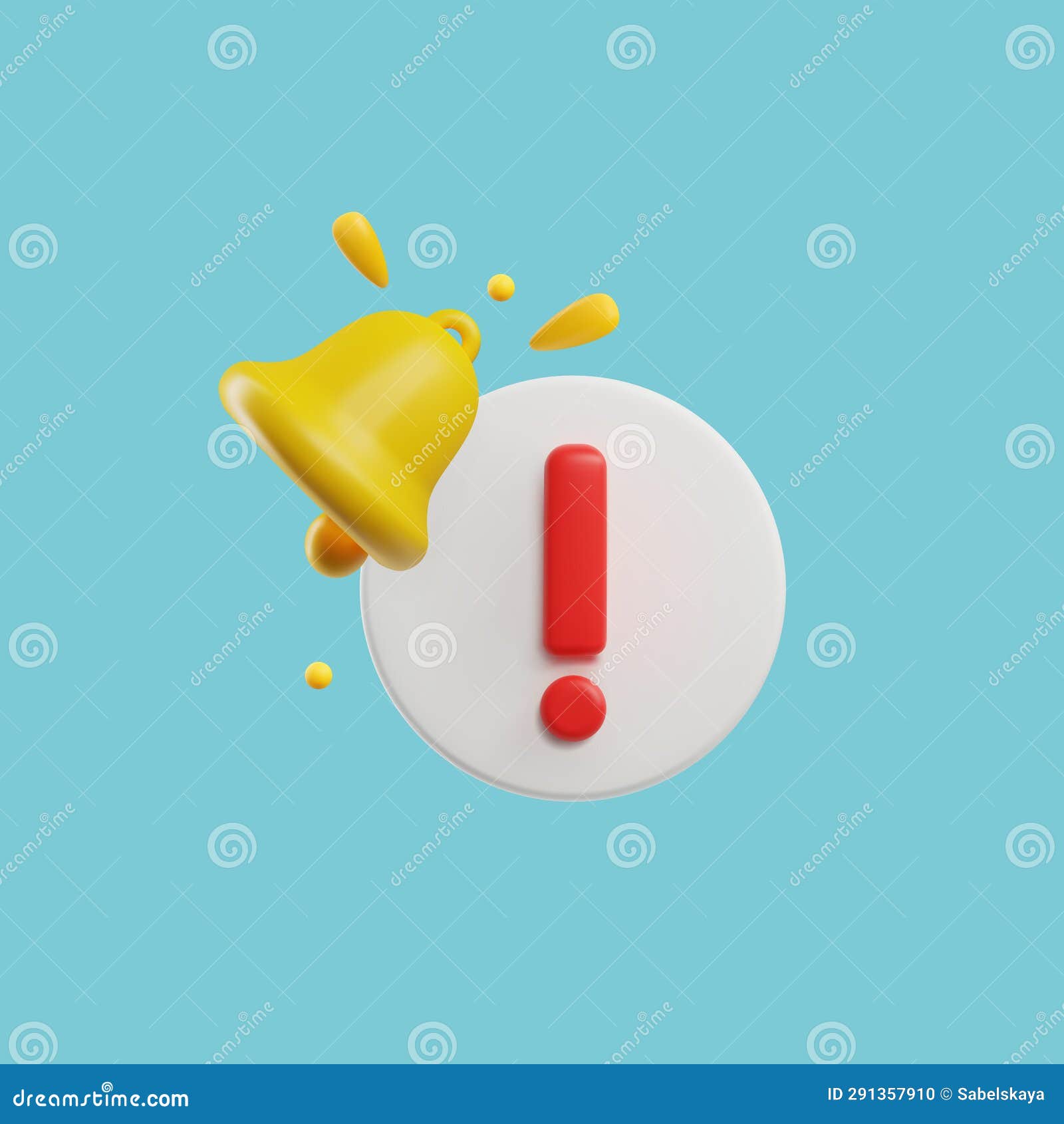 Exclamation Point and Ringing Bell, Notification Symbol in Cute 3d ...