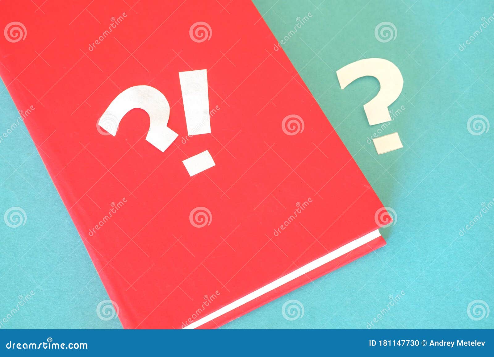 Exclamation and Question Mark on a Red Book Stock Photo - Image of help ...