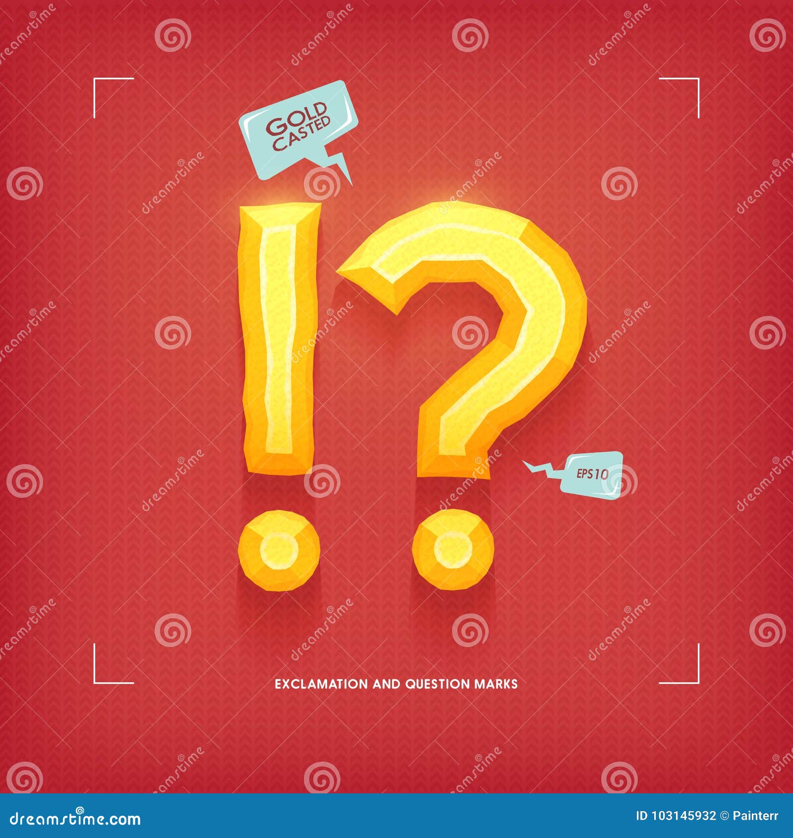 Exclamation and Question Marks. Golden Jewel Typeface Element. Gold ...