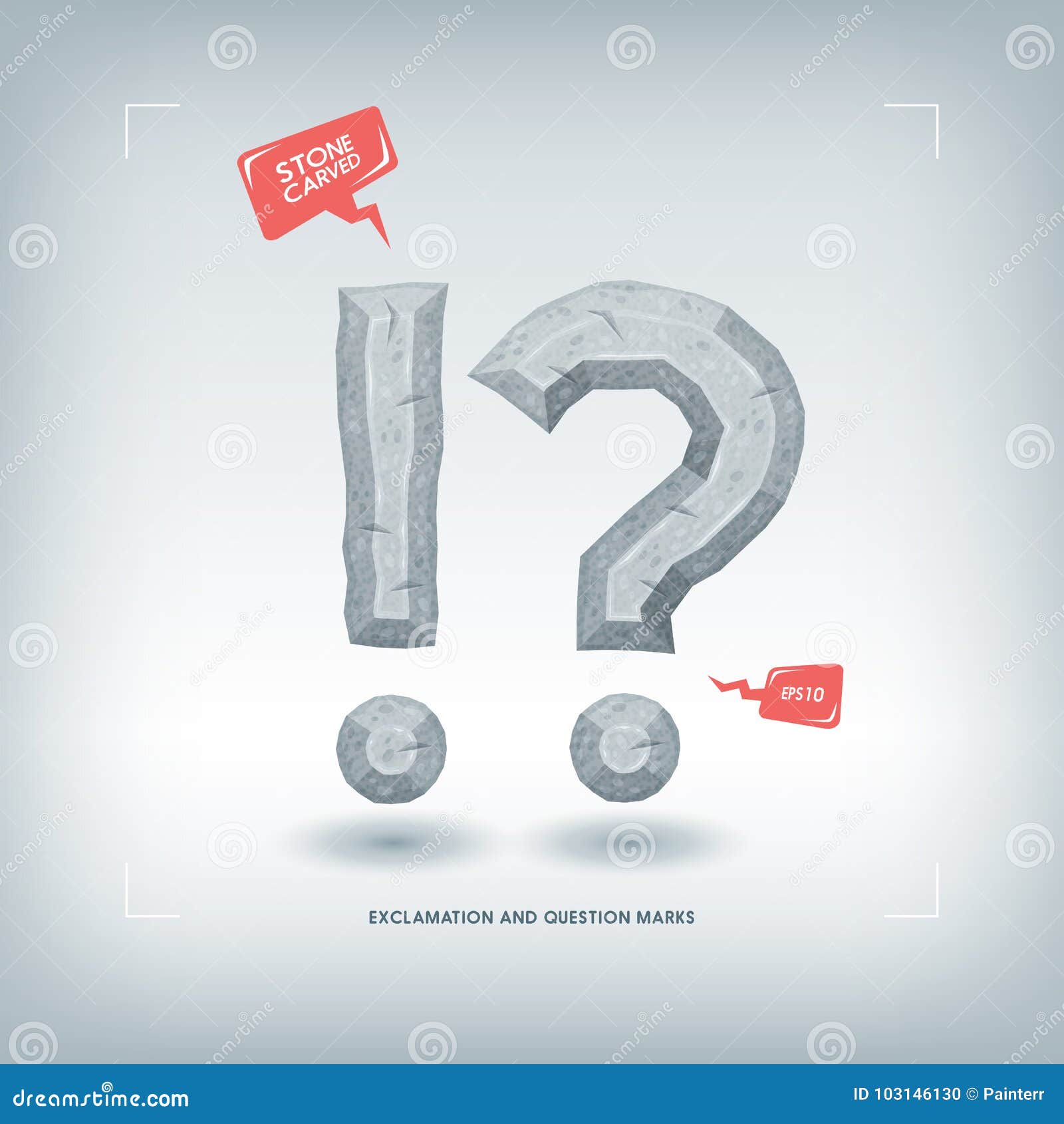 Exclamation and Question Marks. Stone Carved Typeface Element. Vector ...