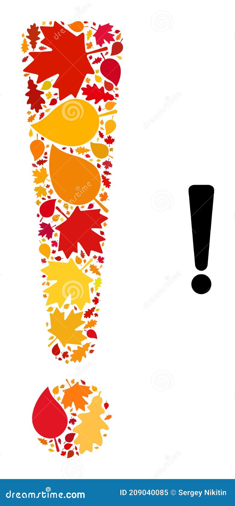 Exclamation Sign Autumn Collage Icon with Fall Leaves Stock Vector ...