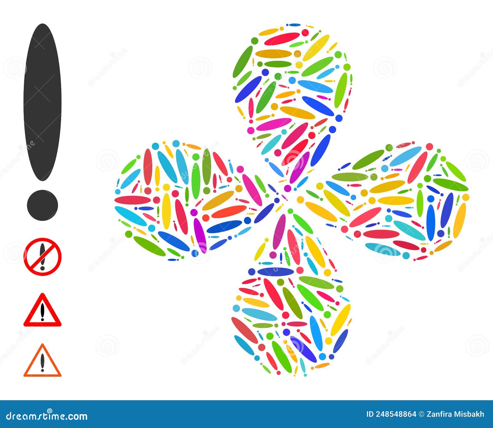 Exclamation Sign Icon Multicolored Swirl Spin Stock Vector ...