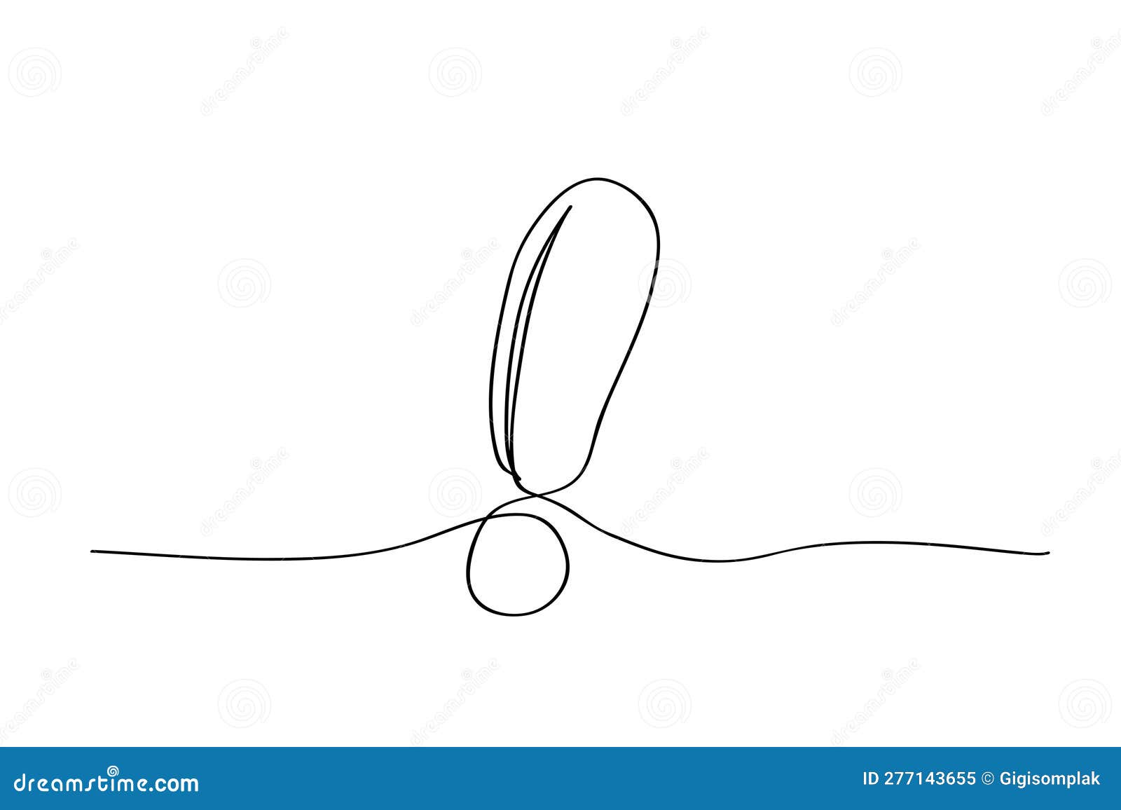 Vector Exclamation Sign, Single or Continuous Line with Copy Negative ...