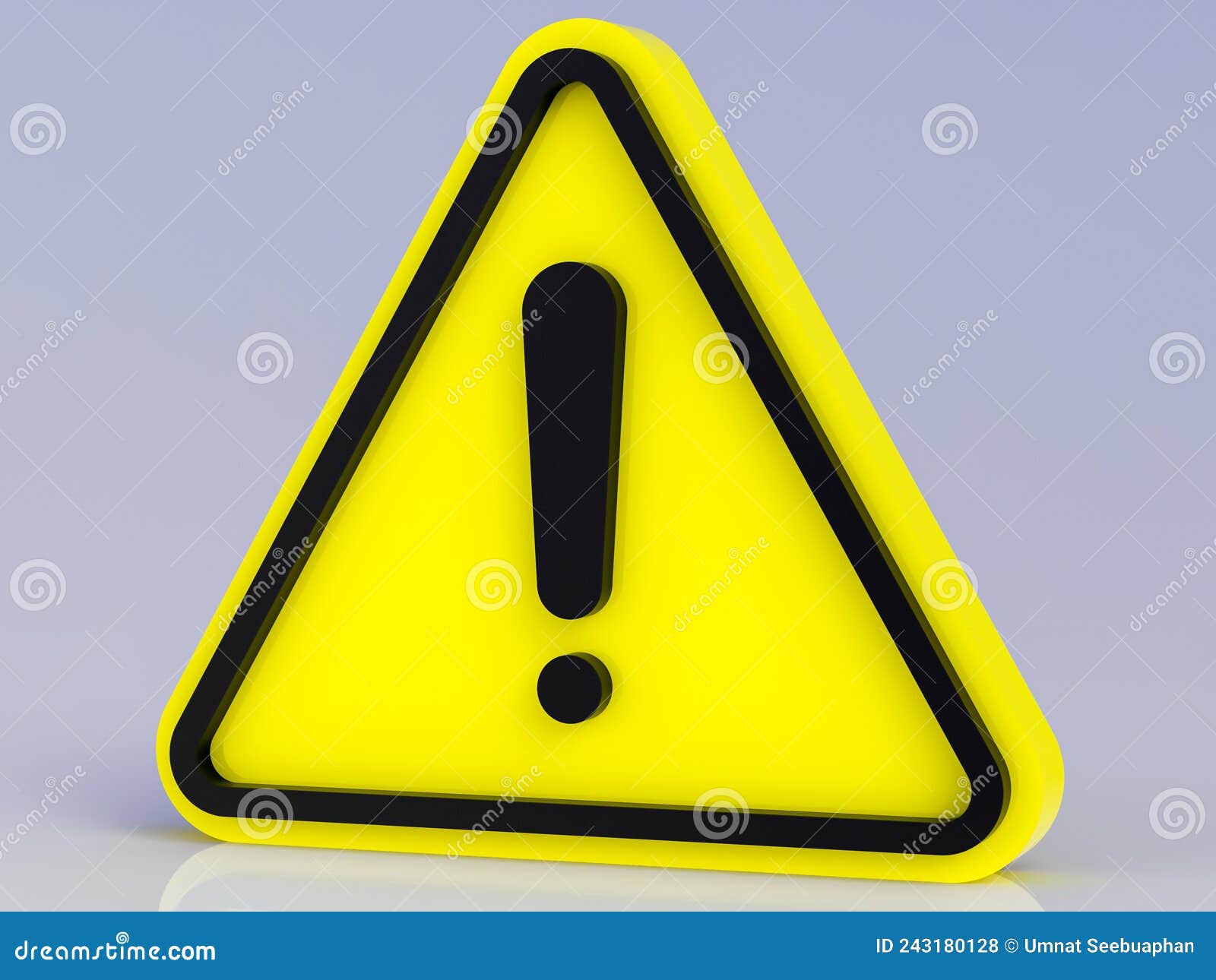 Exclamation Symbol On A Danger Warning Sign A Blue Sky Serves As The 3D ...