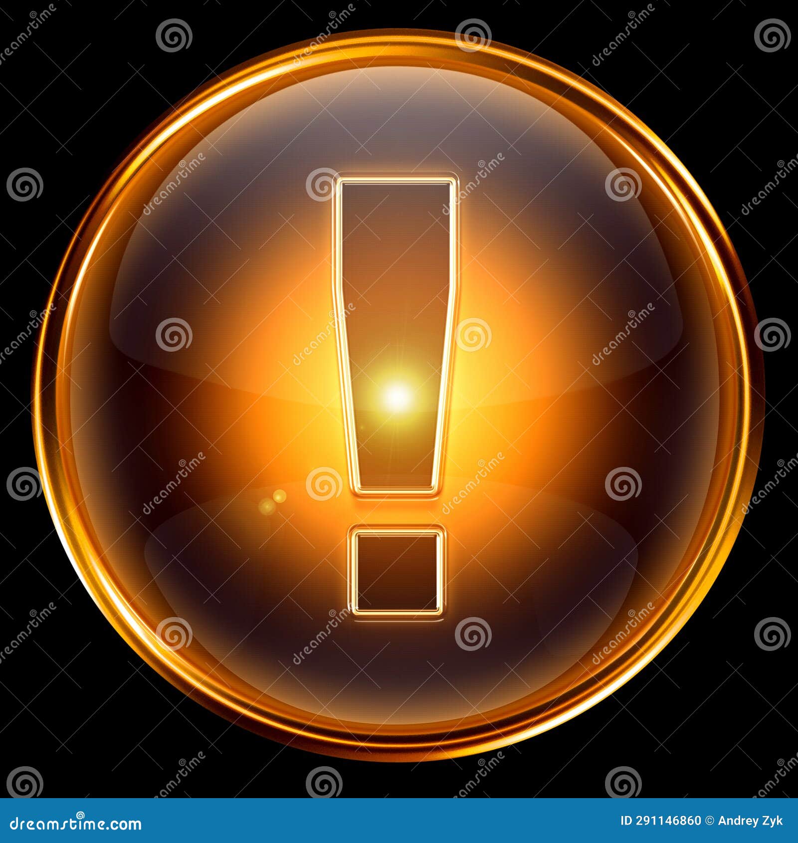 Exclamation Symbol Icon Gold, Isolated on Black Stock Illustration ...