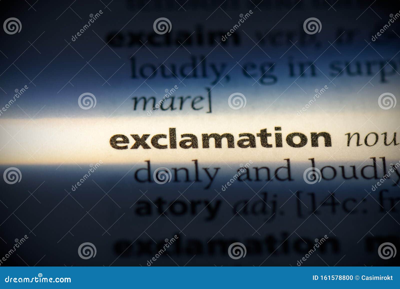Exclamation stock photo. Image of education, word, definition - 161578800