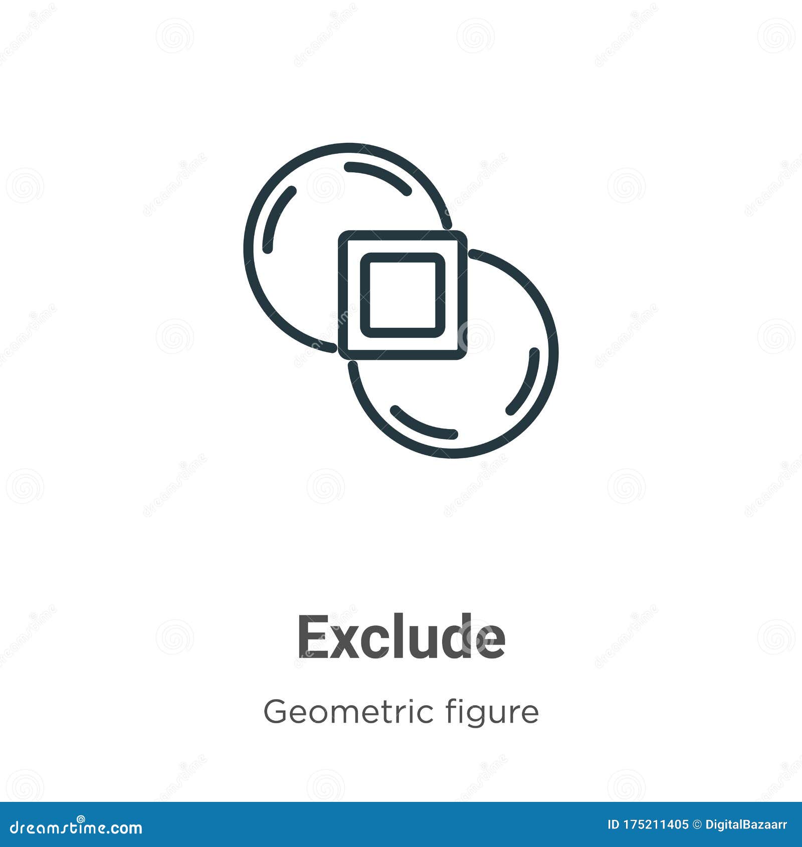Exclude Outline Vector Icon. Thin Line Black Exclude Icon, Flat Vector Simple Element ...