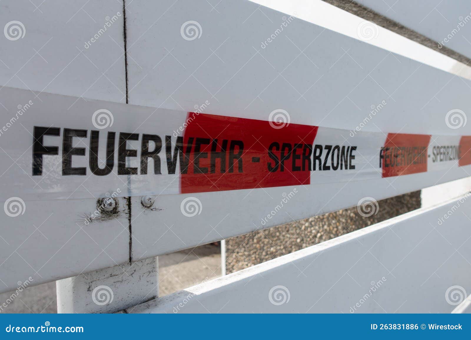Exclusion Zone Tape on the White Fence Stock Photo - Image of zone ...