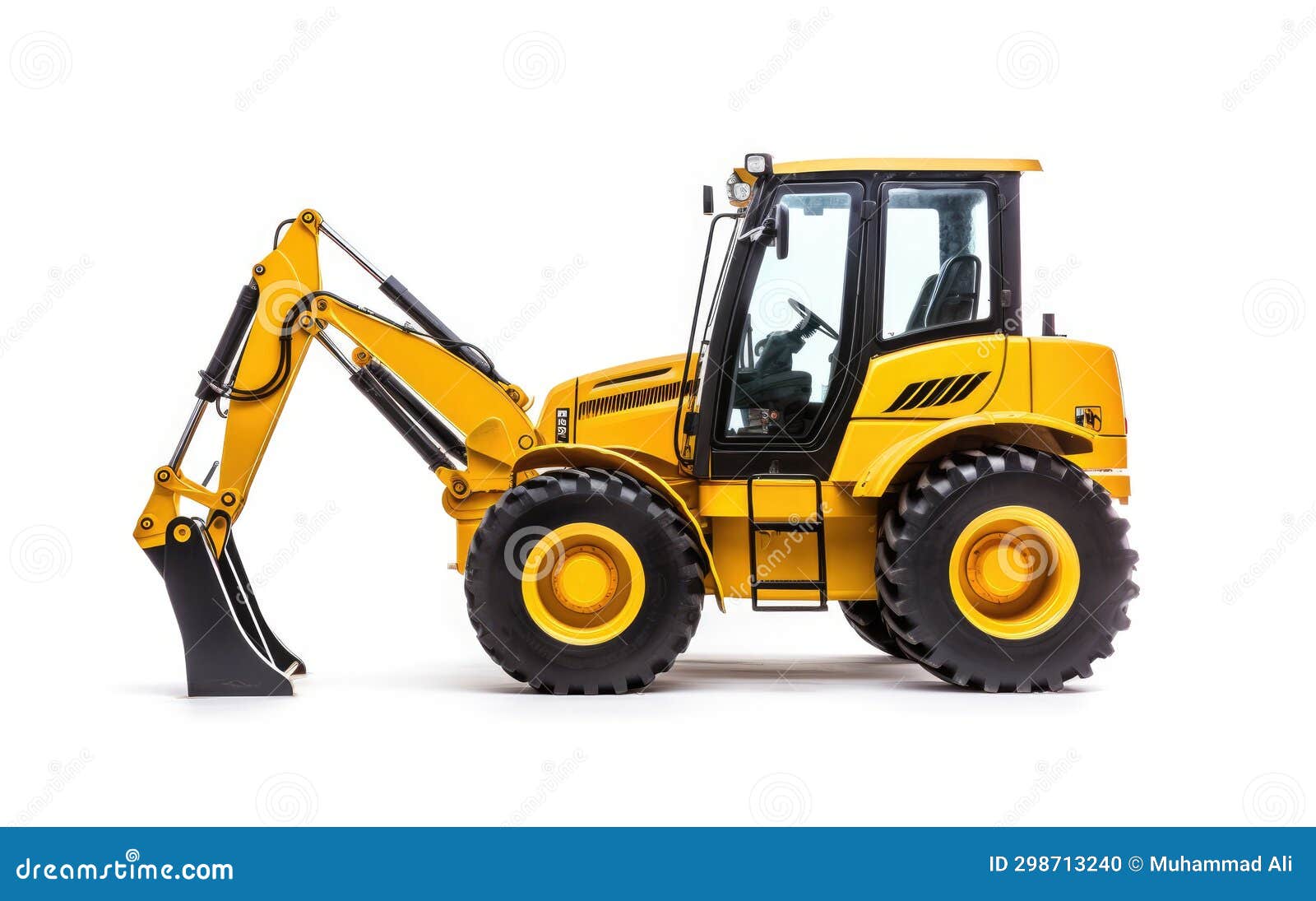 Exclusive Backhoe on White Background Stock Illustration - Illustration ...