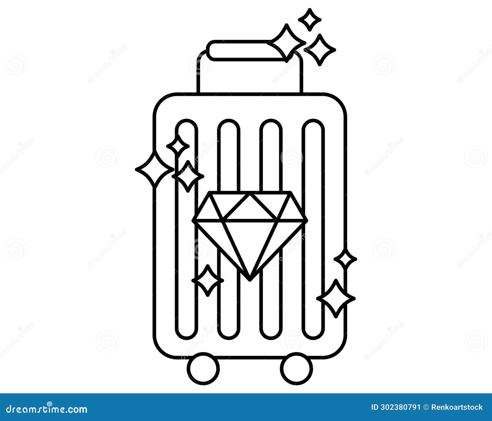 Exclusive Benefits Icon Black and White - Suitcase with Diamond. Stock ...