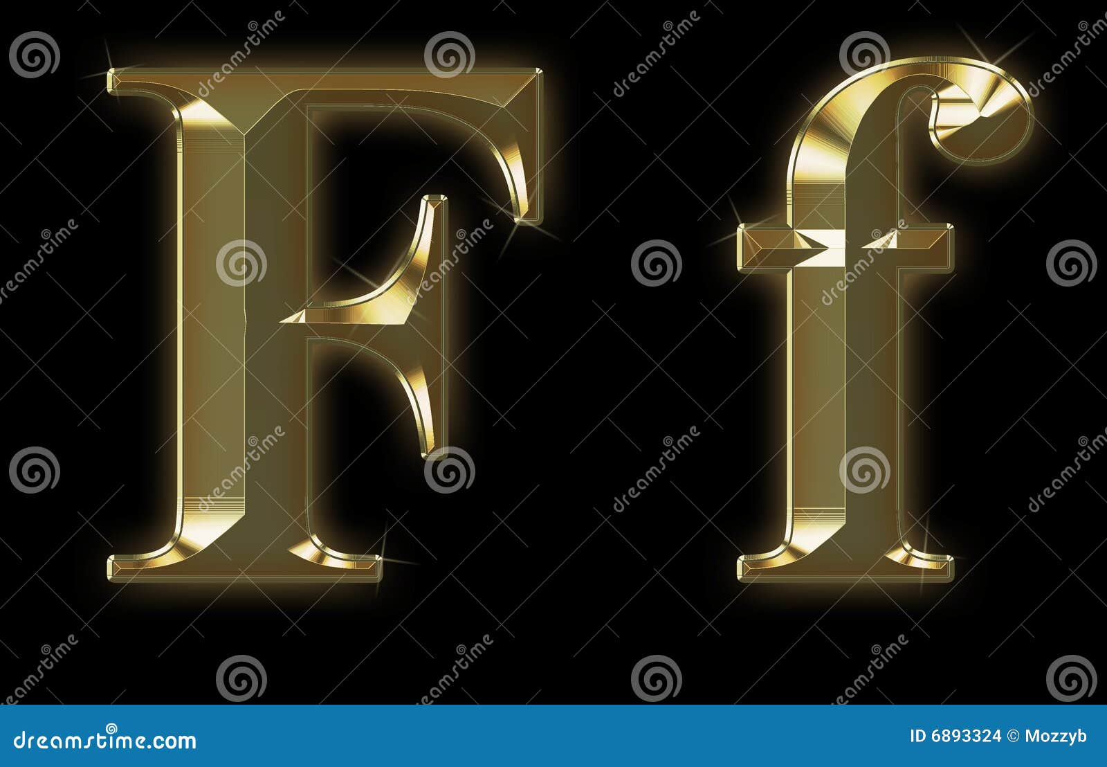 Exclusive Collection Font from Brushed Gold - F Stock Illustration ...