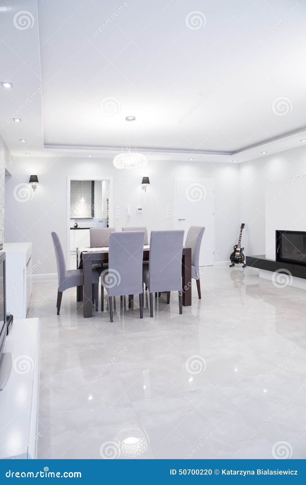 Exclusive Gleaming Dining Room Stock Photo - Image of guitar, living ...