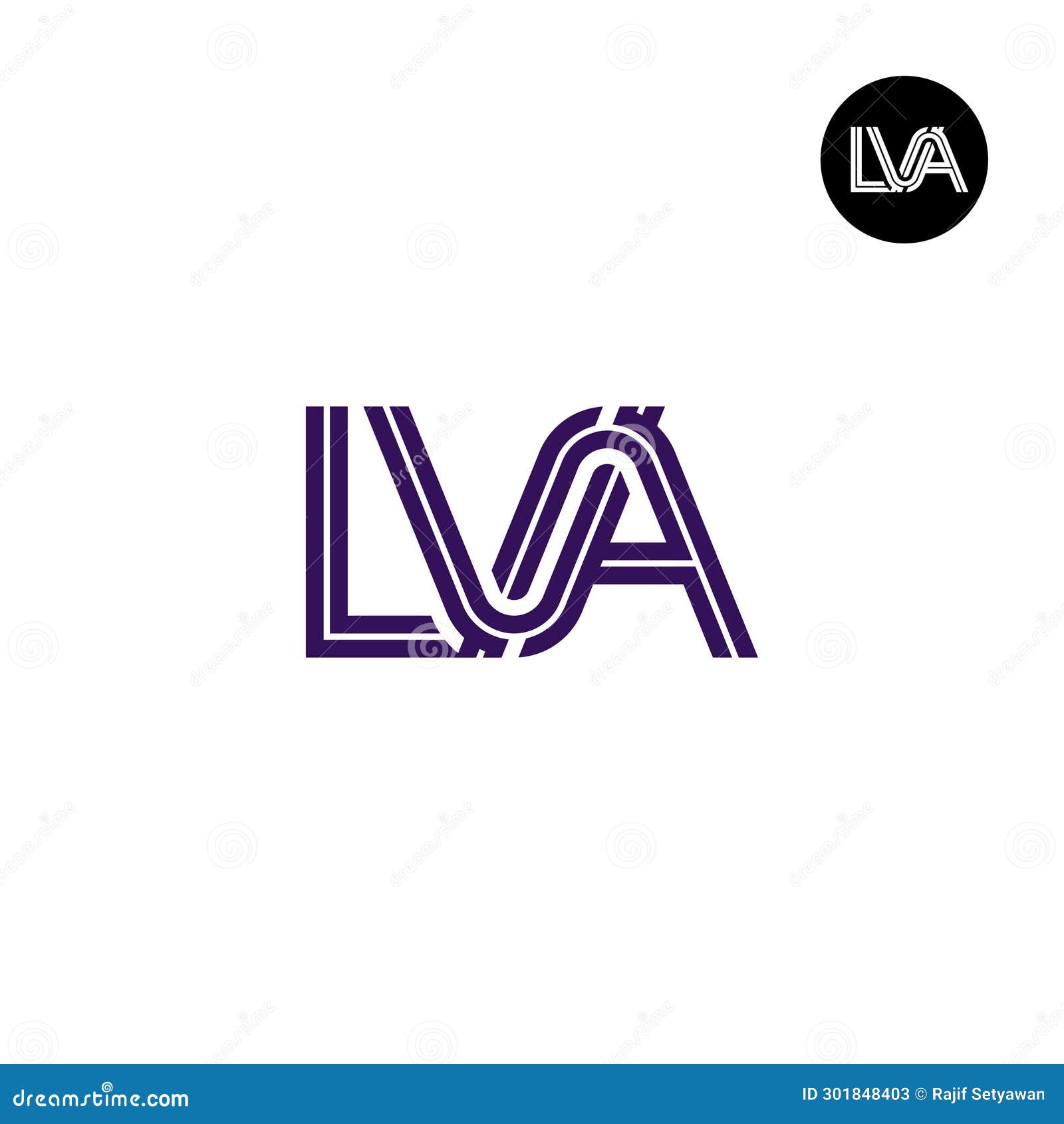 Letter LVA Monogram Logo Design with Lines Stock Vector - Illustration ...
