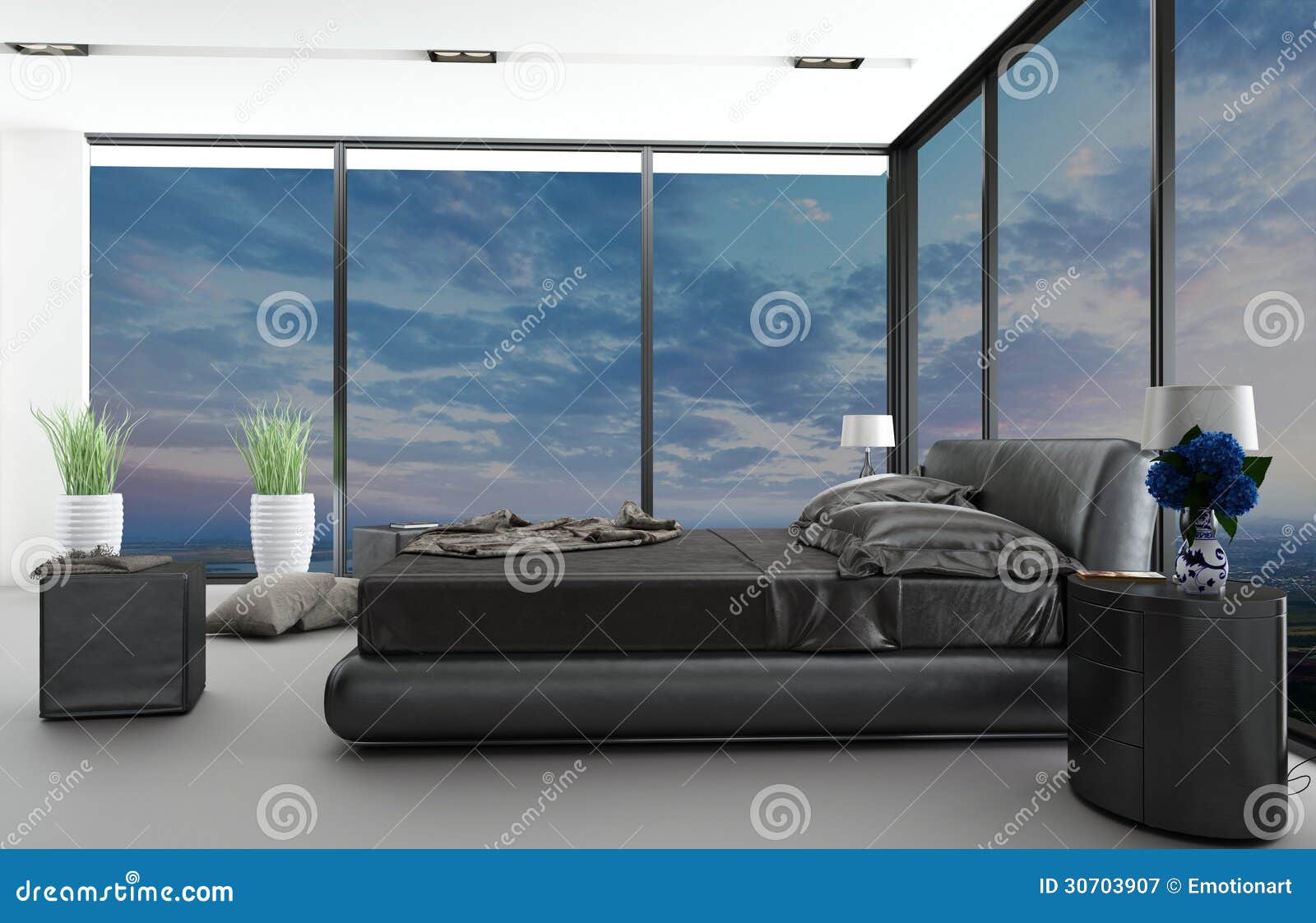 Exclusive Modern Design Bedroom with Aerial View Stock Illustration ...