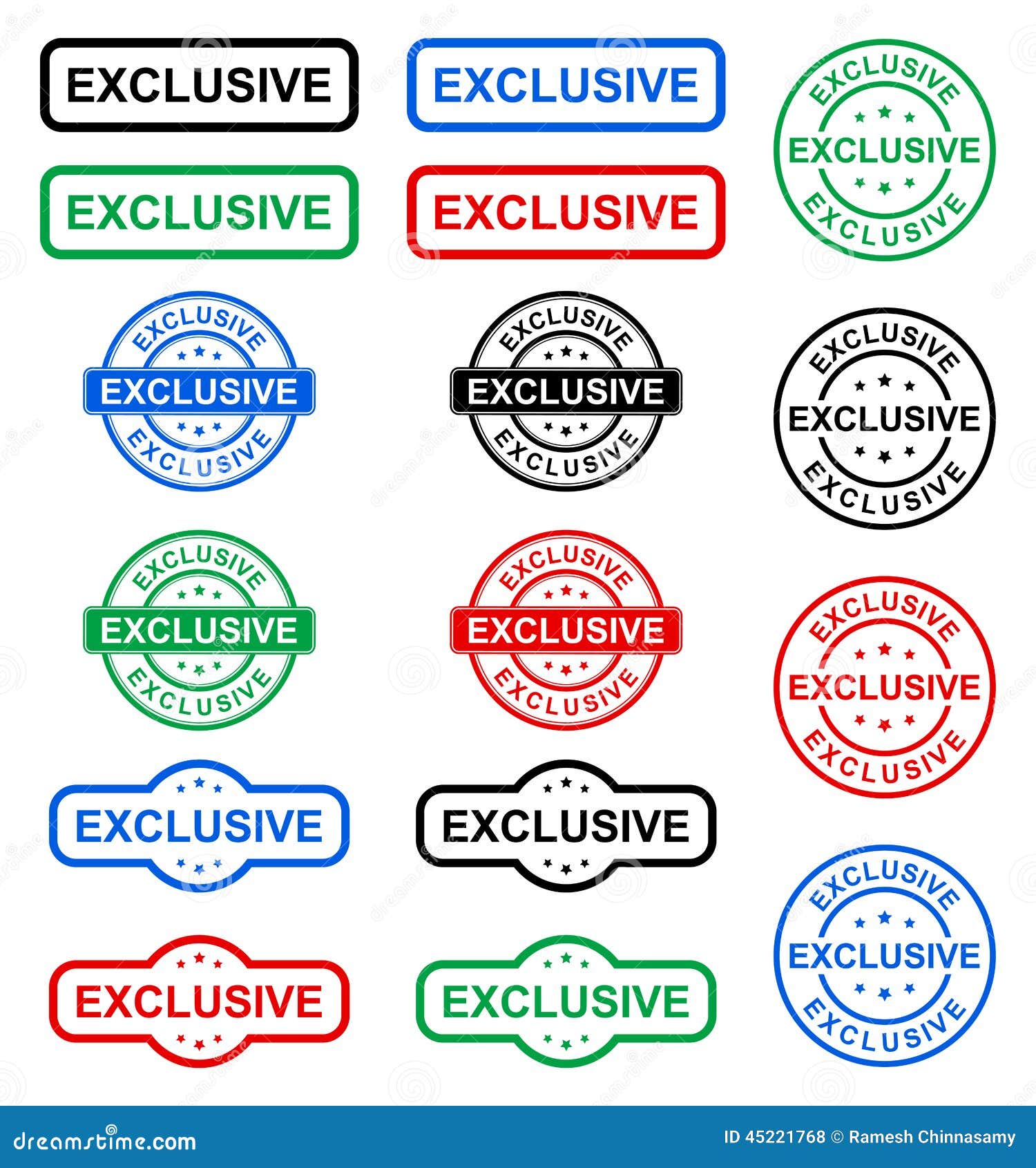 Exclusive stamp stock vector. Illustration of clip, graphic - 45221768