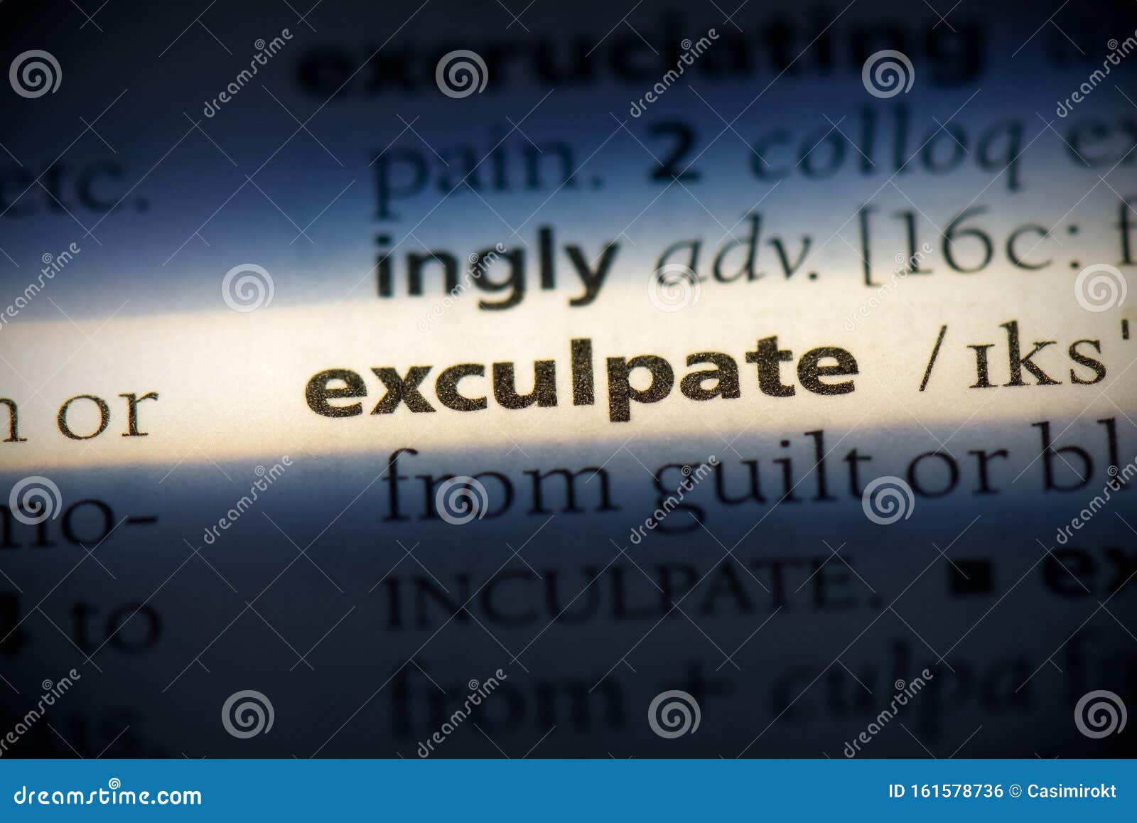 Exculpate stock photo. Image of focus, highlight, info - 161578736